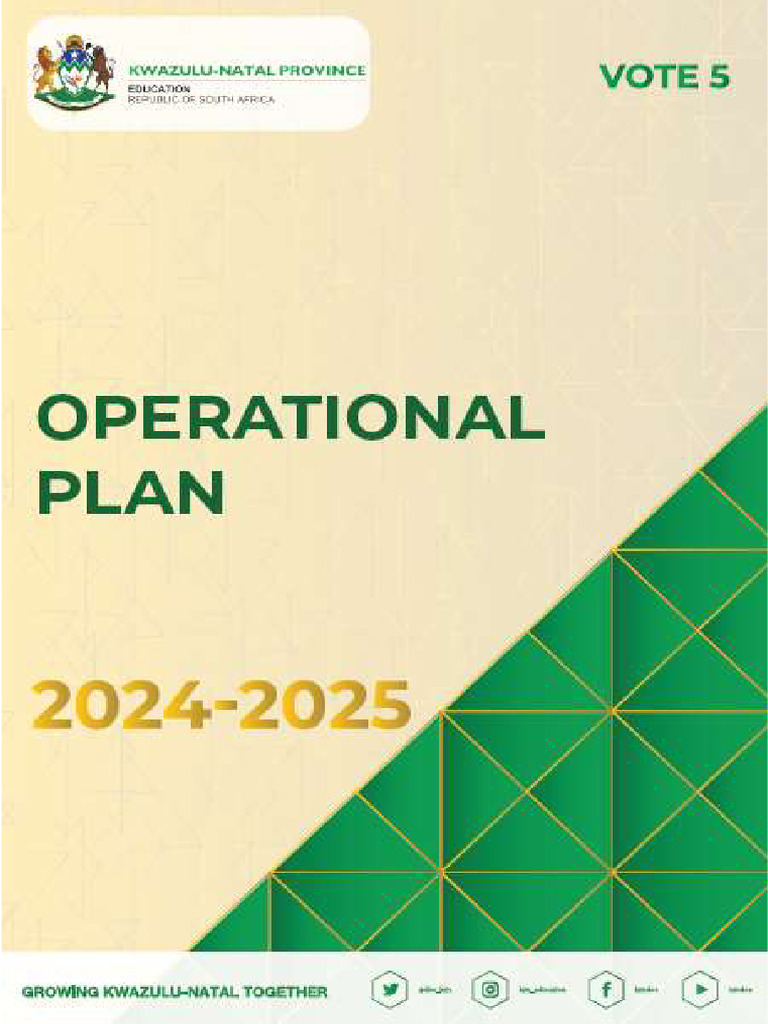 KZN DOE Operational Plan 2024/2025 | PDF | Teachers | Governance