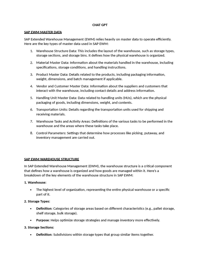 CHAT GPT EWM | PDF | Warehouse | Inventory
