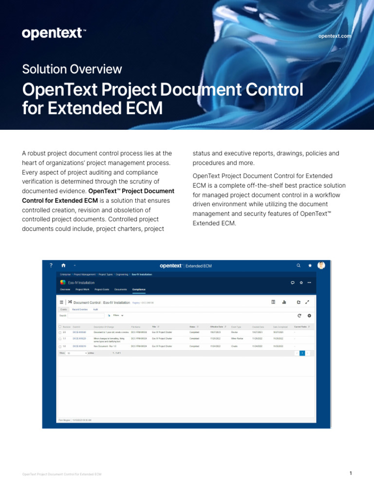 Opentext So Project Document Control For Extended Ecm en | PDF ...