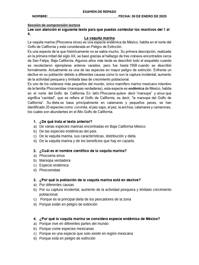 Examen de Repaso 2 | PDF