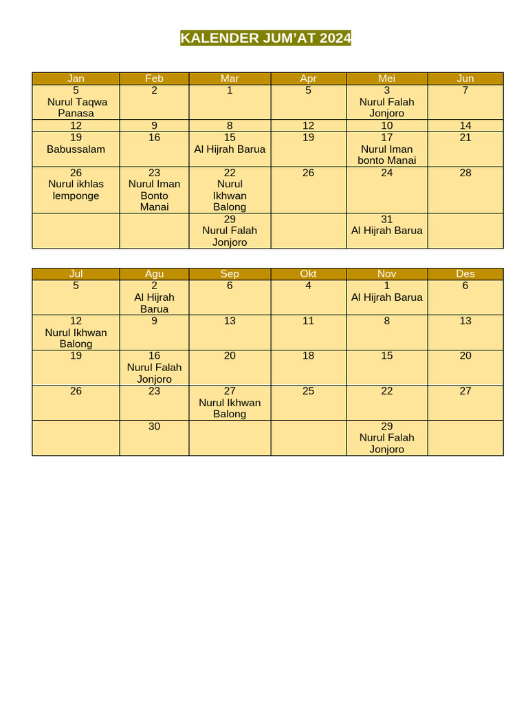 Jadwal Khatib 2024 | PDF