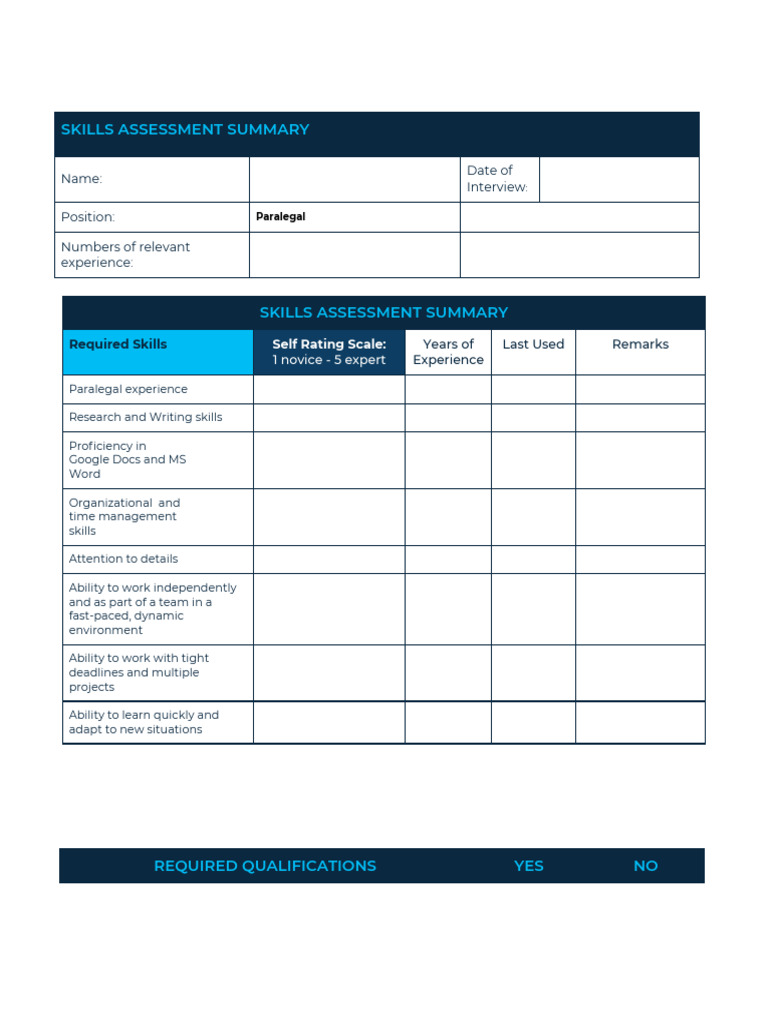 Paralegal Skills Assessment Overview | PDF