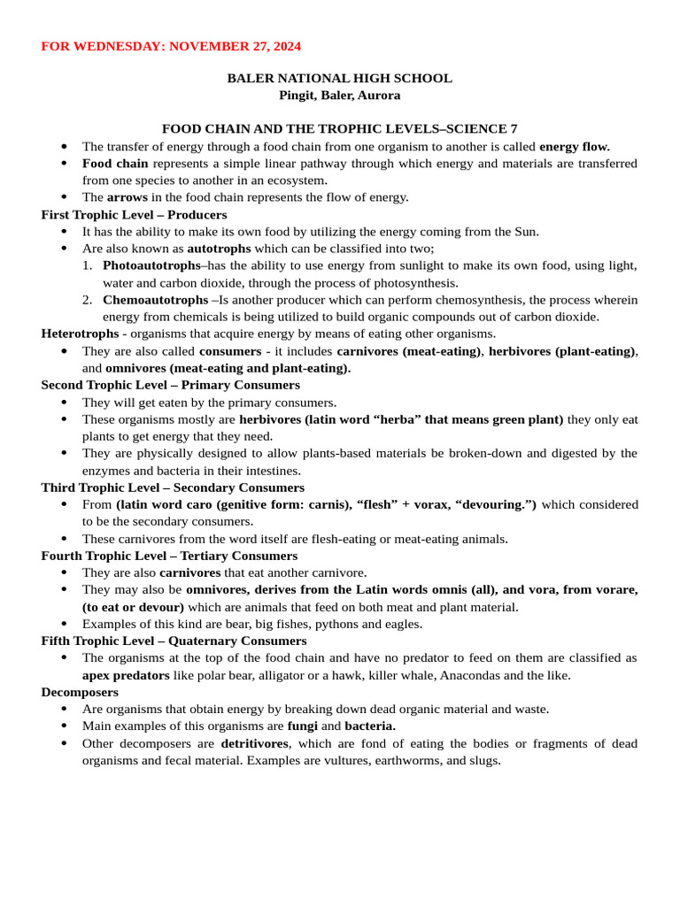FOOD CHAIN , FOOD WEB AND ENERGY PYRAMID | PDF | Food Web | Herbivore