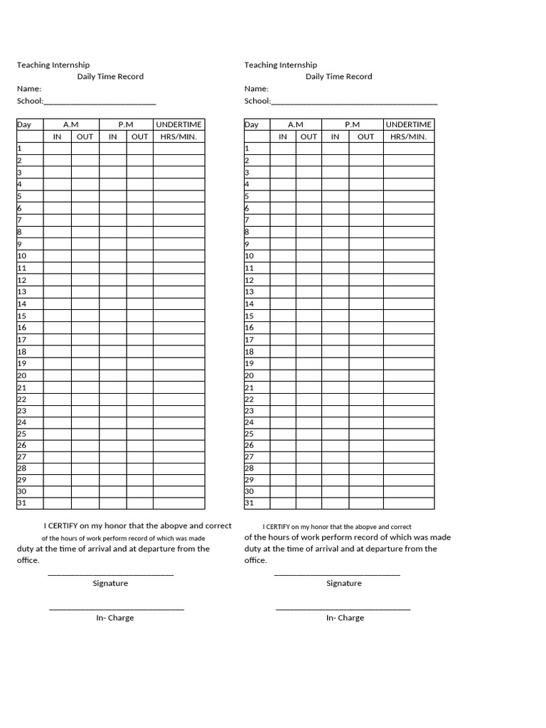 DTR Internship 6 | PDF