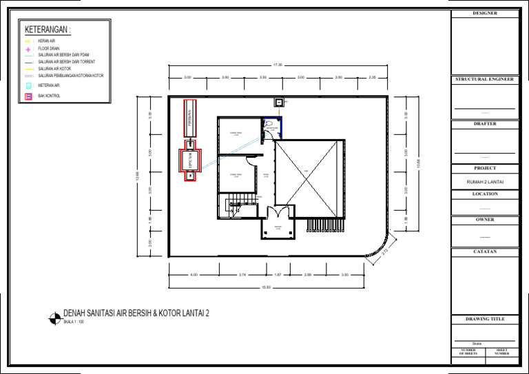 Denah Sanitasi Air Kotor Bersih LT 2 | PDF