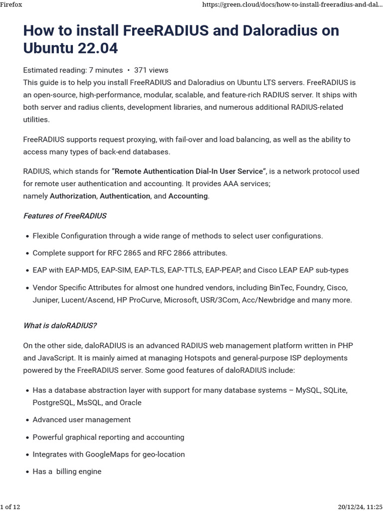 How To Install Freeradius and Daloradius On Ubuntu 22 04 | PDF | Radius | Application Layer ...