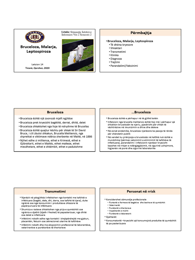 14-Malarja, Bruceloza, Leptospiroza | PDF