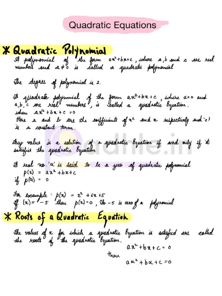 Quadratic Equations | PDF