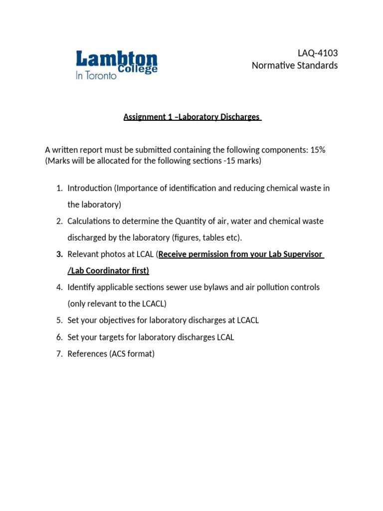Assignment 1 - Lab Discharges Report (GUidelines) | PDF