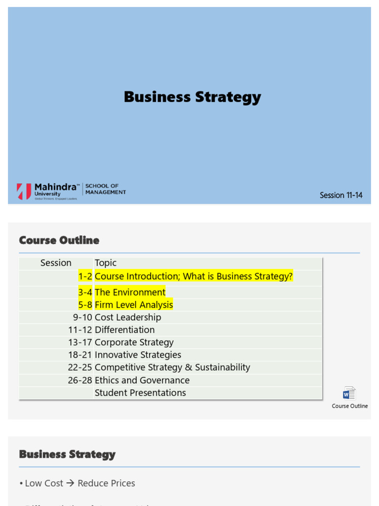 Business Strategy Sessions 9-10 | PDF | Strategic Management | Economies