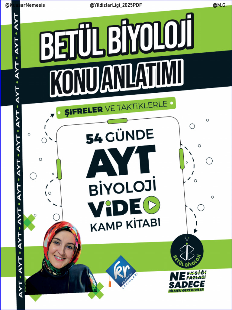 2025 Betül Biyoloji 54 Günde AYT Video Kamp Kitabı HD | PDF