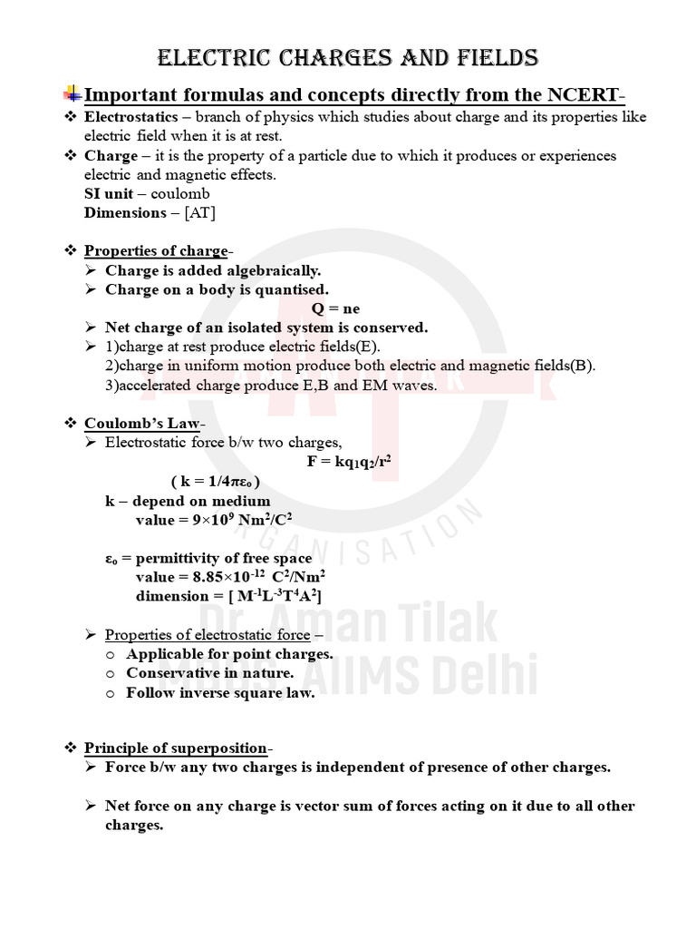 NSE 15. Electric charges and fields | PDF | Electric Field | Force