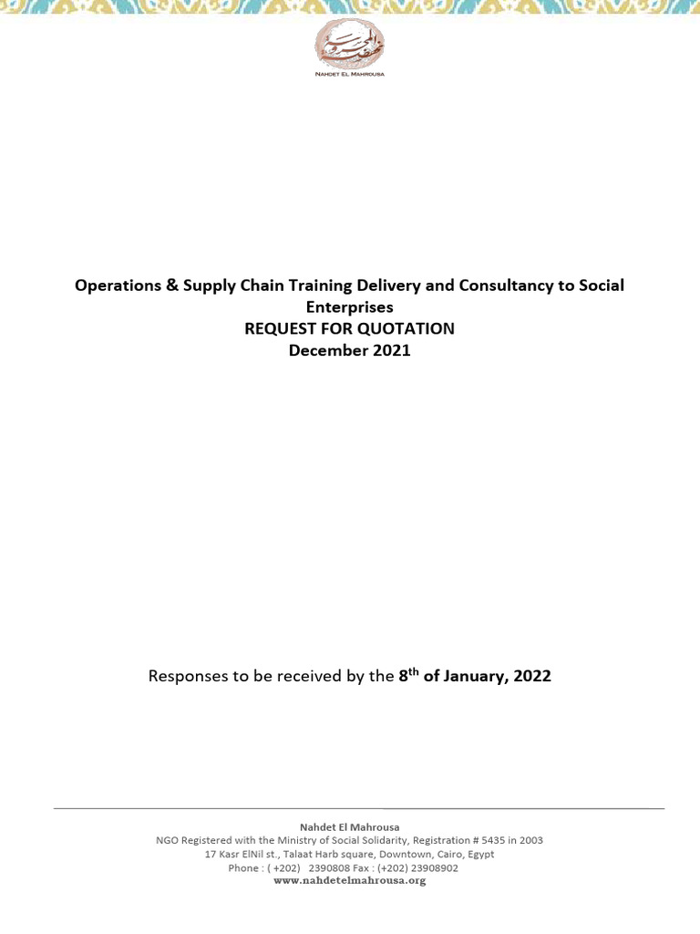 Operations and Supply Chain RFQ - Early Stage | PDF | Startup Company ...