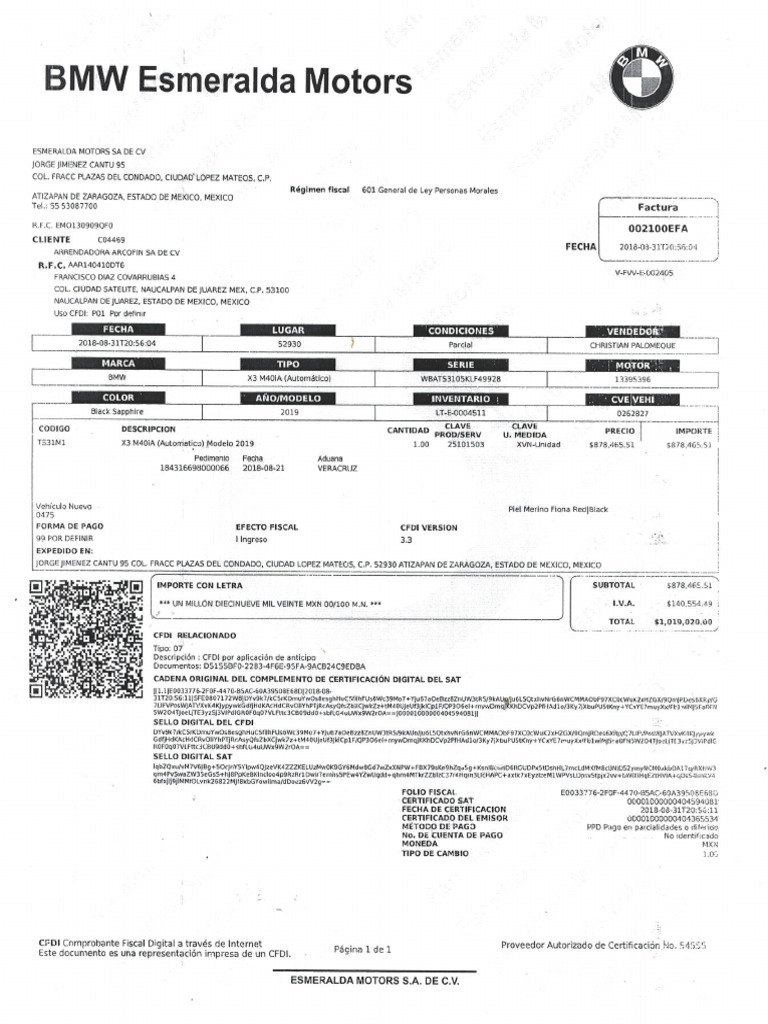 Factura BMW X3 | PDF
