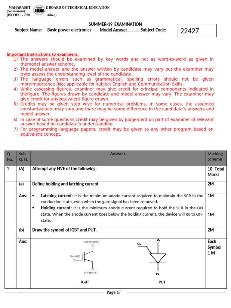 2019 Summer Model Answer Paper (Msbte Study Resources) | PDF | Mosfet ...
