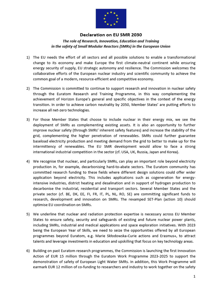 EU SMR 2030: Safety, Research, and Innovation | PDF | Energy Technology | Nuclear Energy