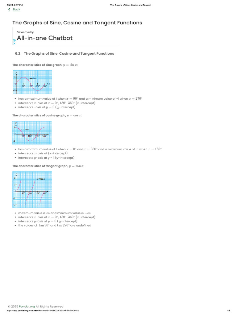 The Graphs of Sine, Cosine and Tangent | PDF | Trigonometric Functions ...