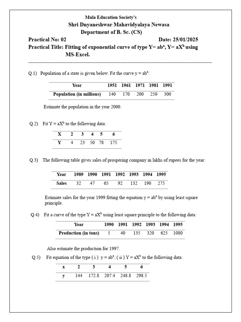 2) Practical02 Exponential Curve | PDF