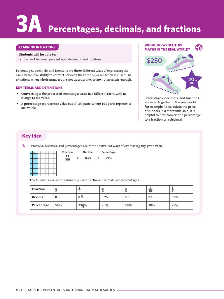 Percentages Decimals and Fractions | PDF | Percentage | Decimal