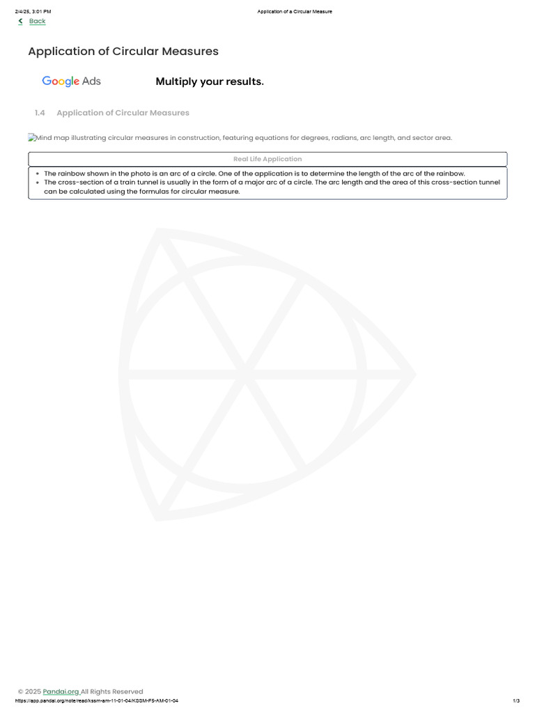 Application of A Circular Measure | PDF | Circle | Area