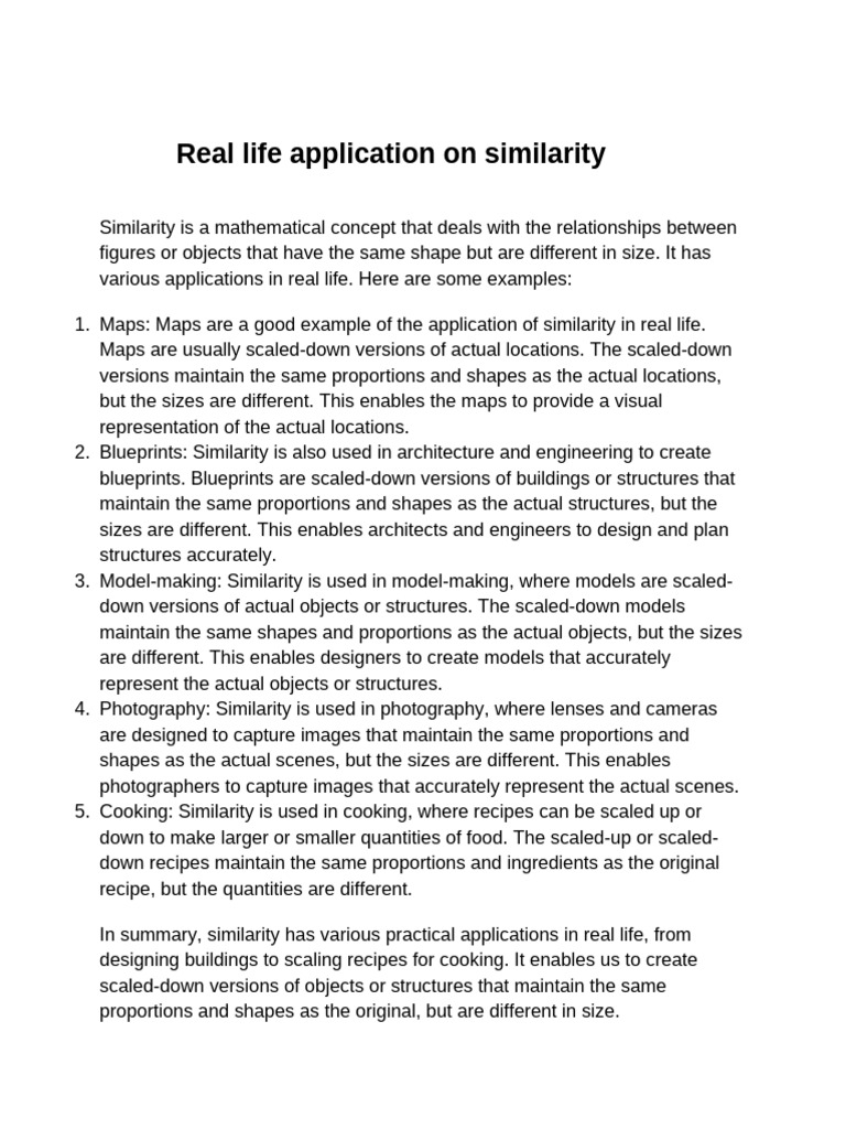 Real-Life Applications of Similarity | PDF