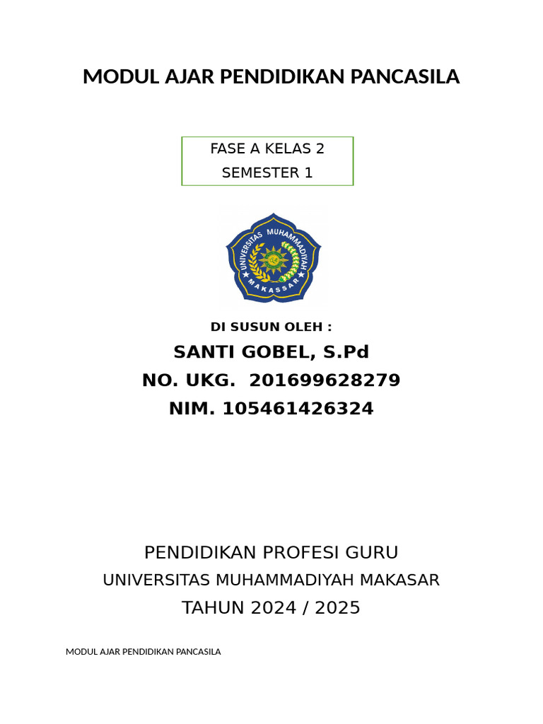 Modul Ajar PPG Pancasila Kelas II | PDF