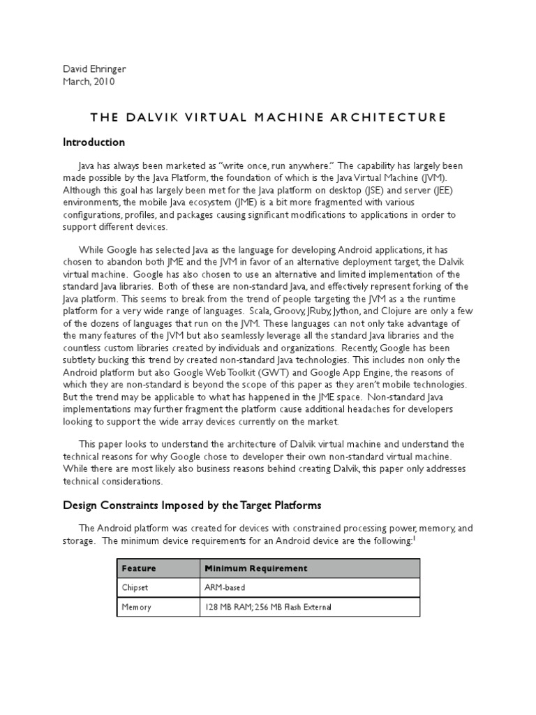 The Dalvik Virtual Machine | PDF | Java (Programming Language ...