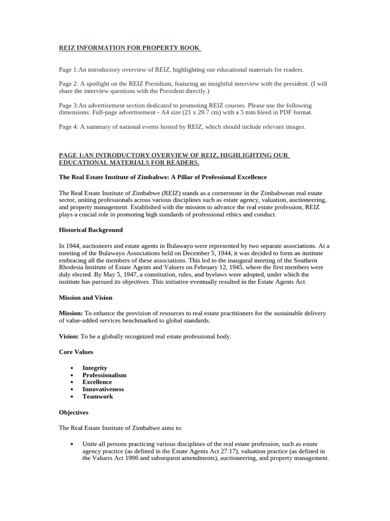 Reiz Information Leaflet | PDF | Real Estate Appraisal