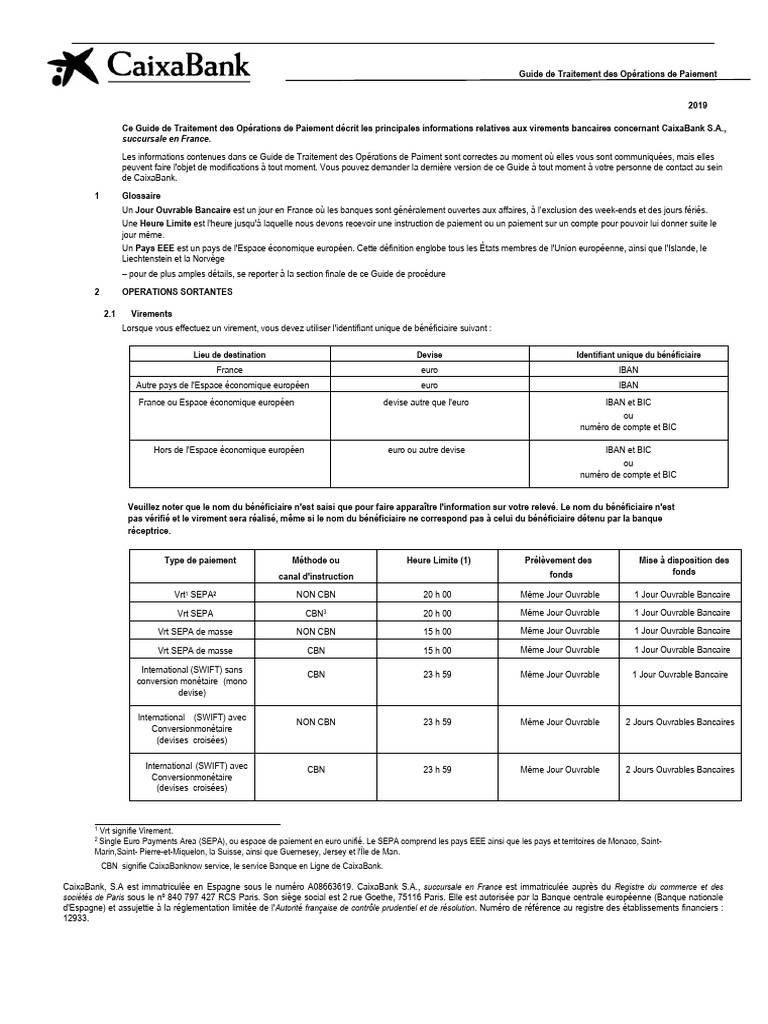 Guide des Opérations Bancaires CaixaBank | PDF | Espace économique ...