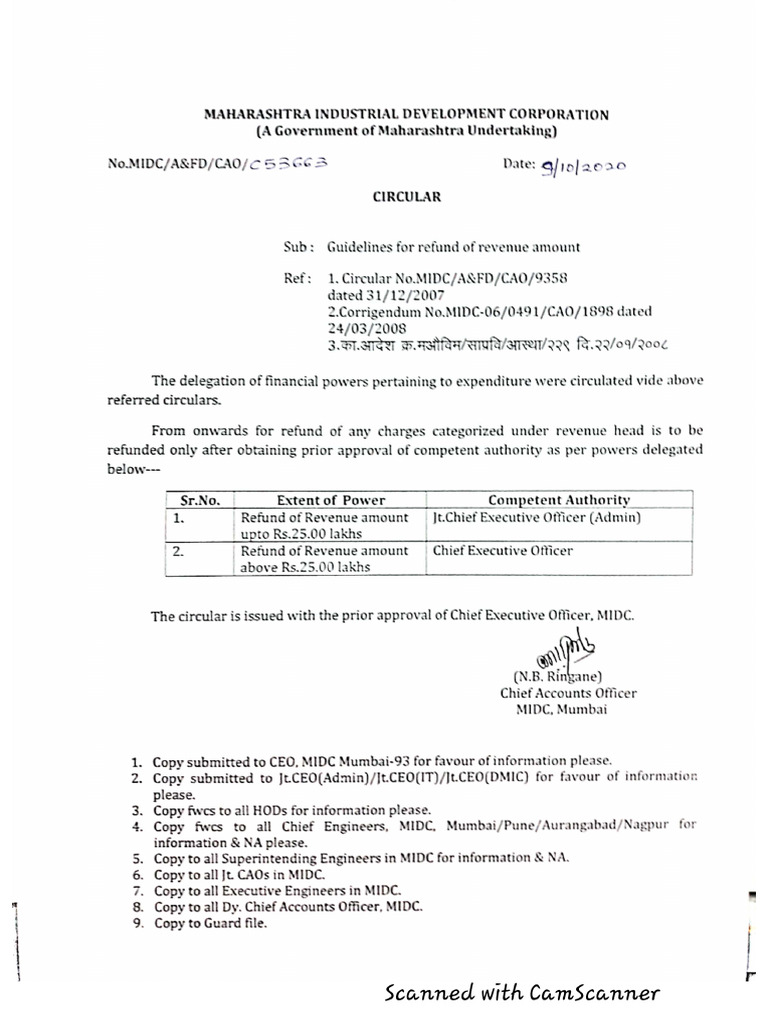 Guidelines for Refund of Revenue Amount | PDF