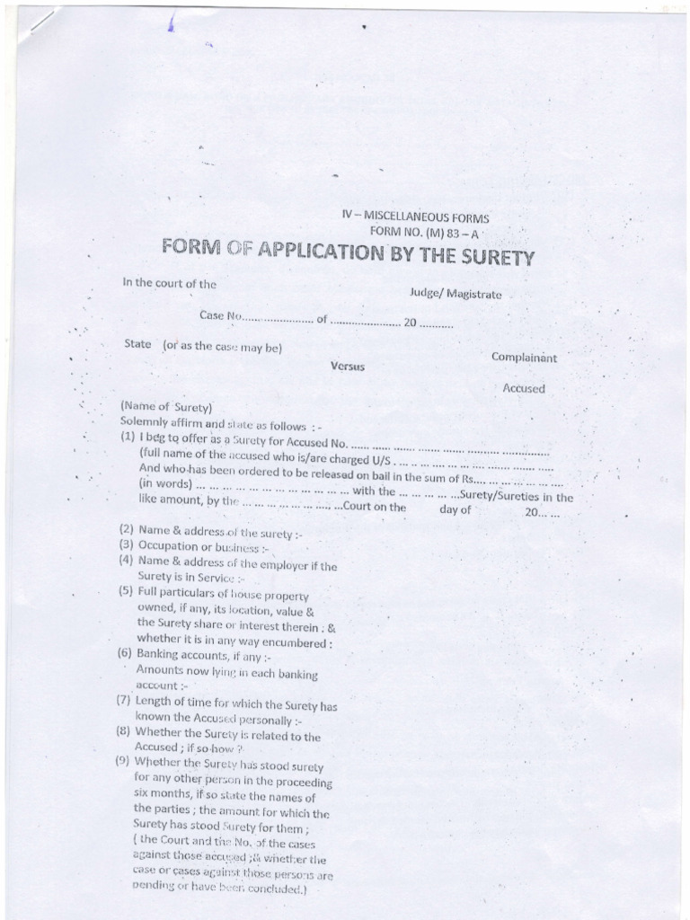 Surety Bond Format for Bail | PDF