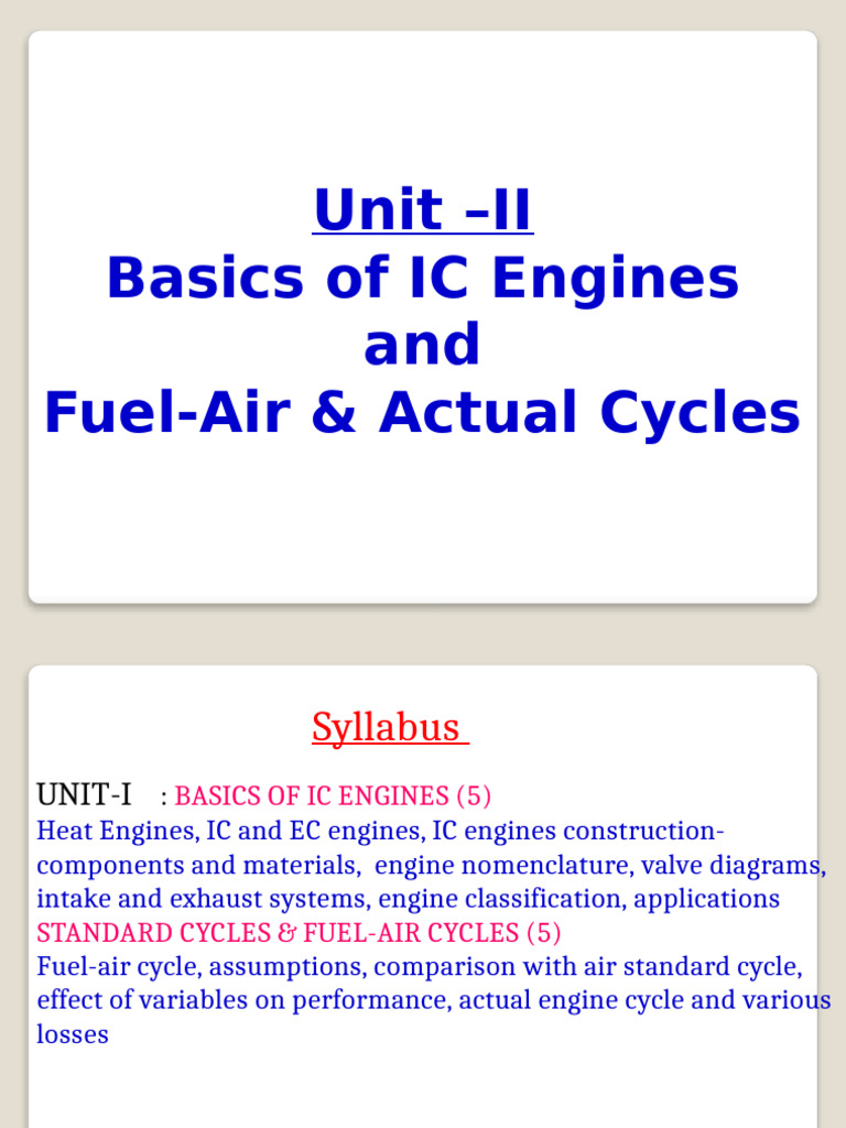 IC Engines: Basics and Fuel-Air Cycles | PDF | Internal Combustion ...