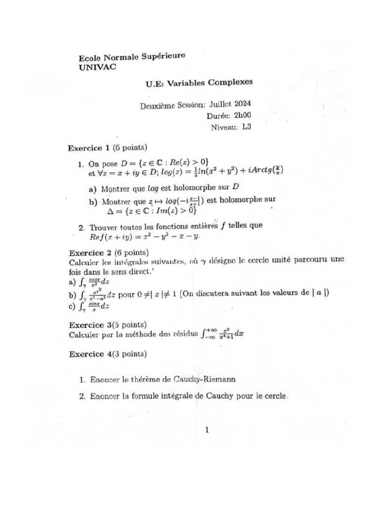Sujet Variable Complexe - Files - Untitled | PDF