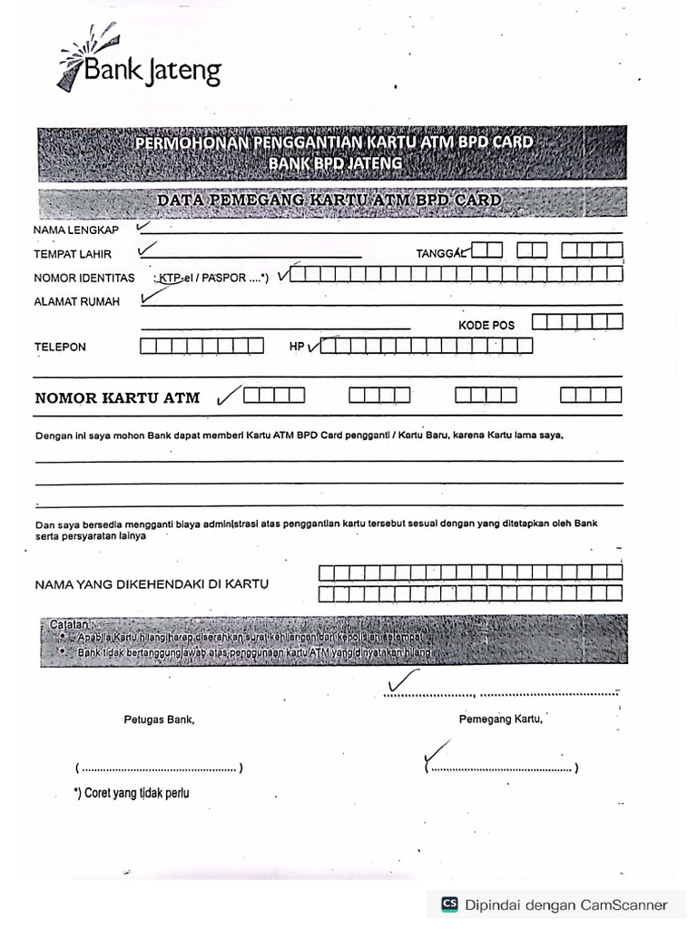 Form Penggantian ATM | PDF