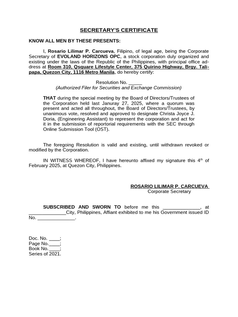 Secretary Certificate.a67e98d7 | PDF