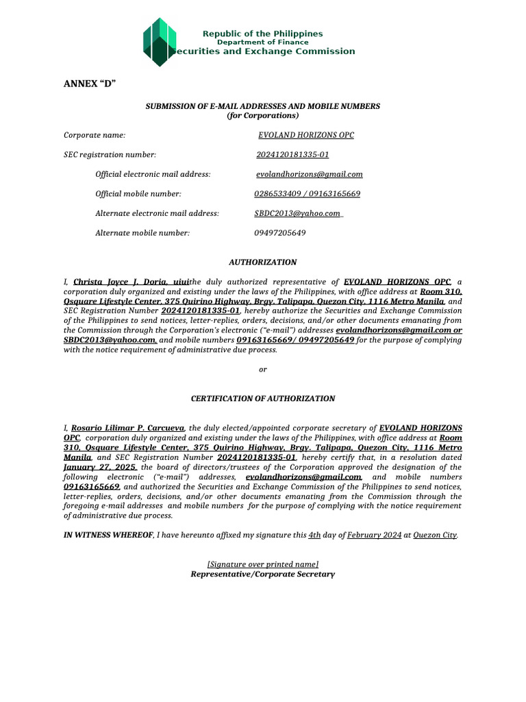 2020Form_MC28s2020-Annexes-D-to-G (2) | PDF | Stock Market | Corporate Law