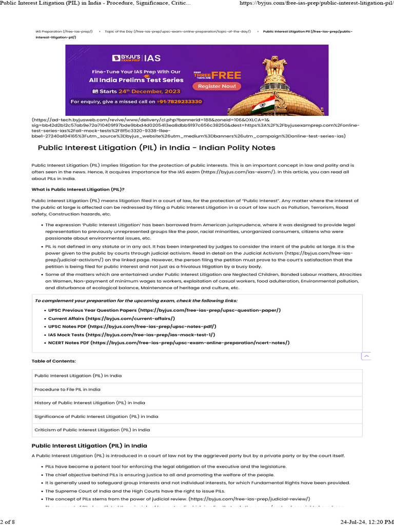 (PIL) in India - | PDF | Government | Common Law