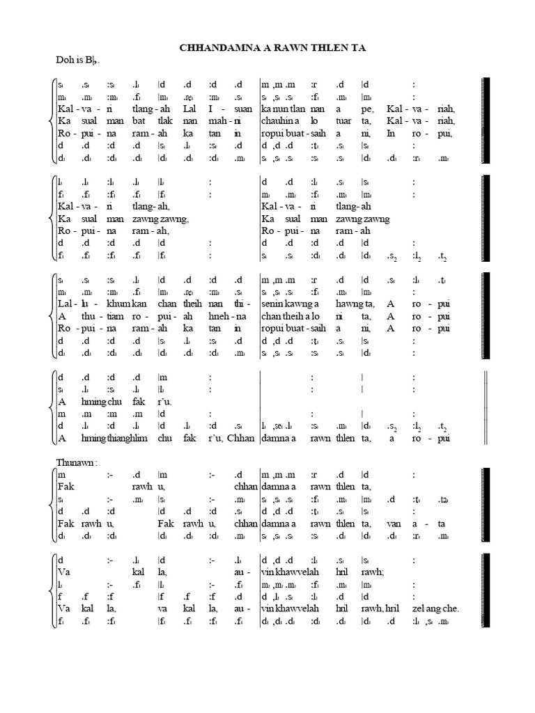 Chhandamna A Rawn Thlen Ta Lyrics | PDF