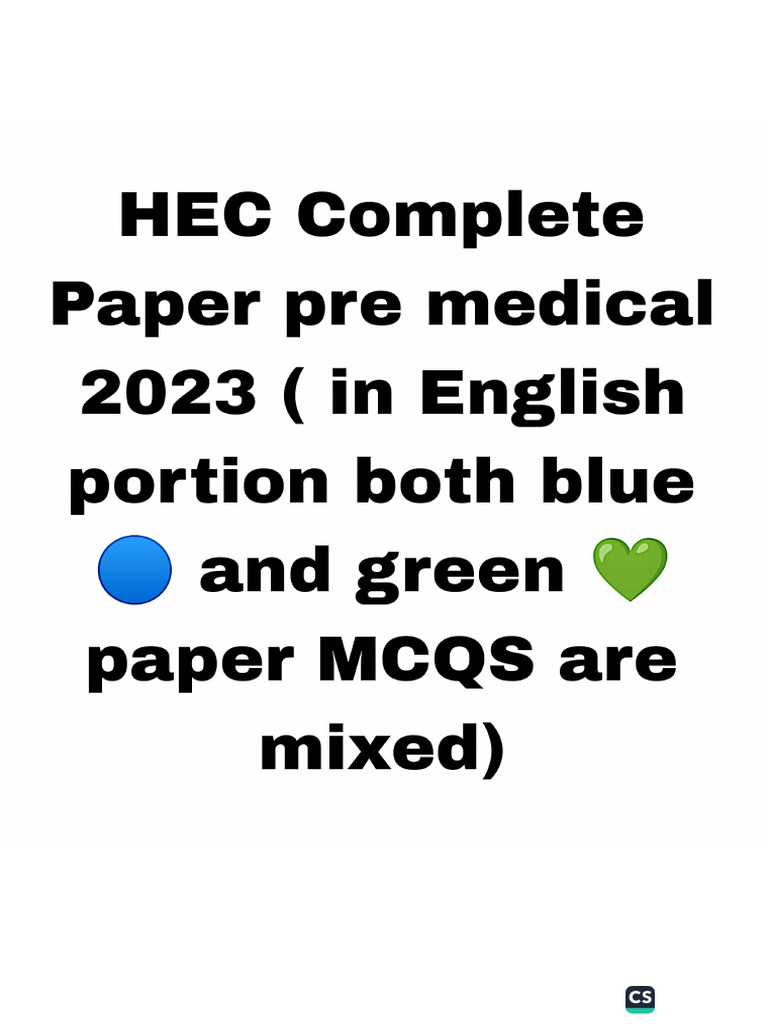 HEC Complete Paper Pre Medical 2023 | PDF
