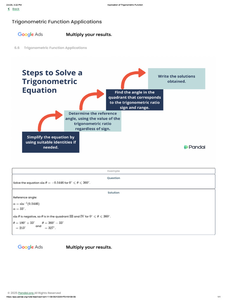 Application of Trigonometric Function | PDF