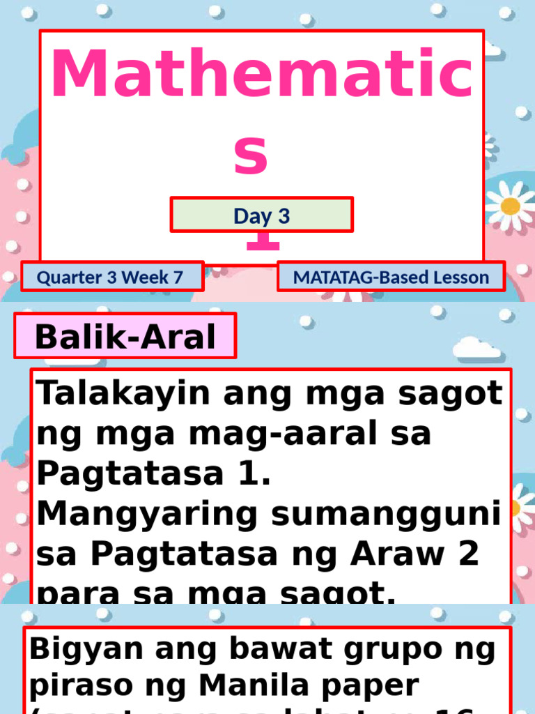 MATH Q3 WEEK 7 Day 3 | PDF