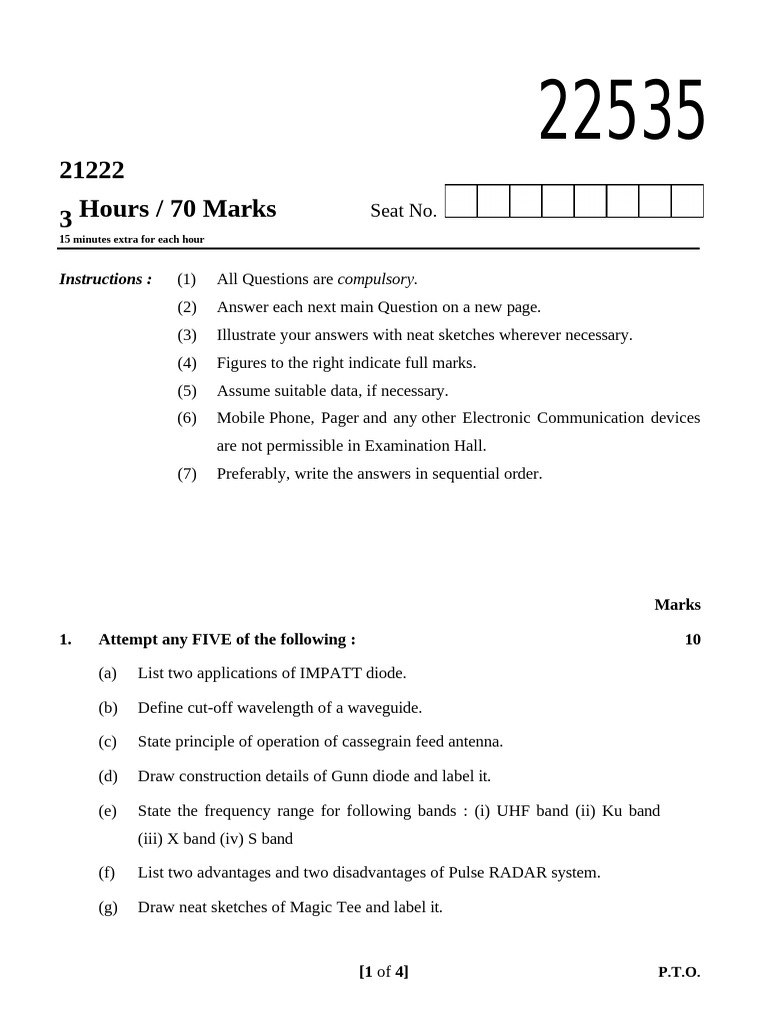 2022 Summer Question Paper (Msbte Study Resources) | PDF | Radar | Waveguide