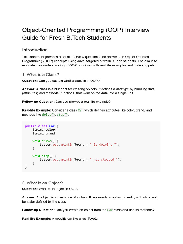 OOPS Principles in JAVA | PDF | Class (Computer Programming) | Method ...
