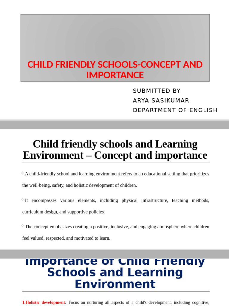 1.Child Friendly Schools | PDF | Teachers | Learning