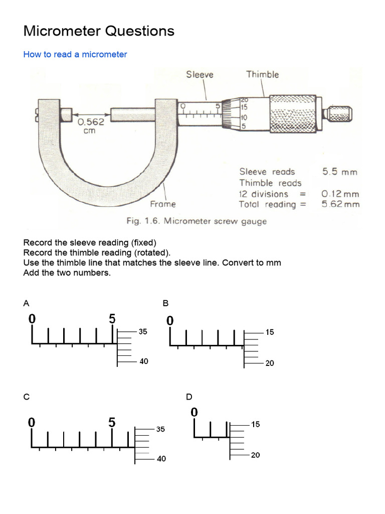 Micrometer Questions | PDF