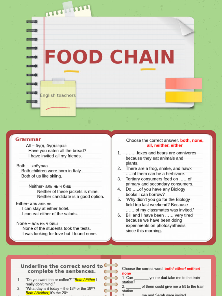Habitat Interaction FOOD CHAIN WEBS | PDF | Foods | Zoology