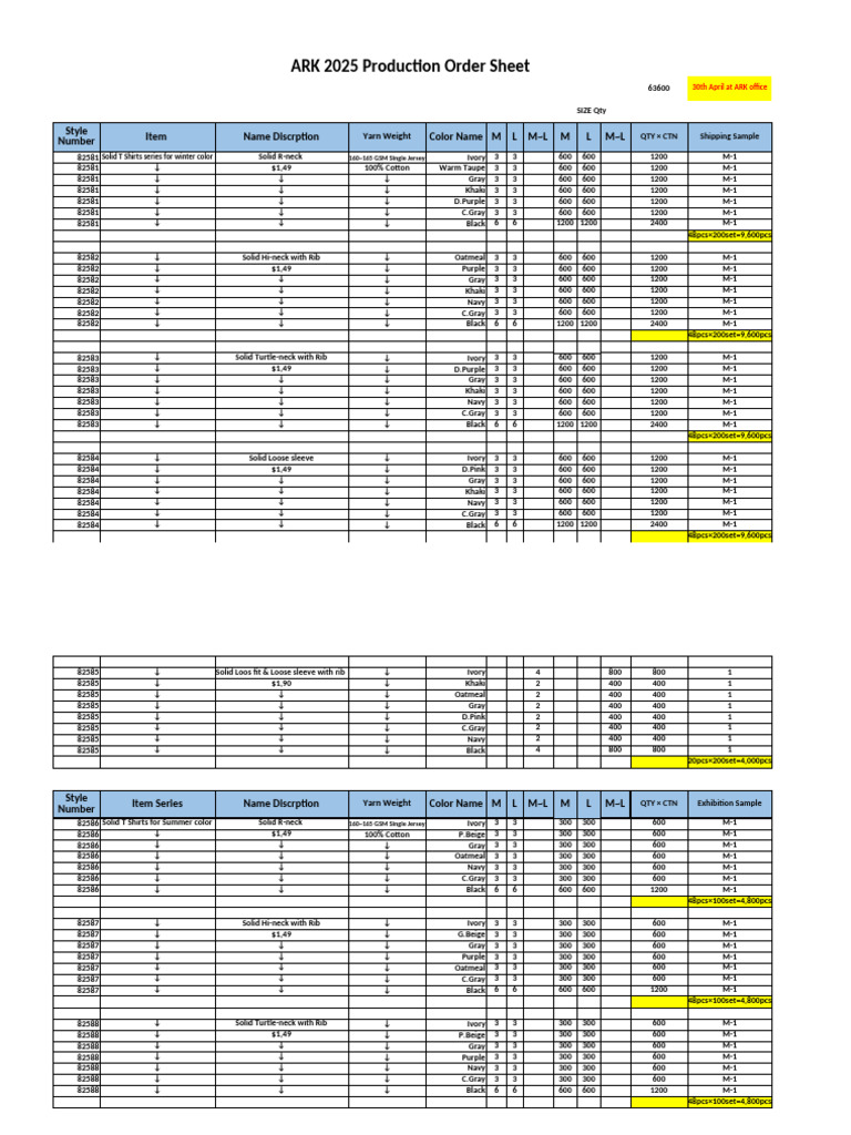 2025_ARK-MG_order sheet | PDF | Clothing | Textiles