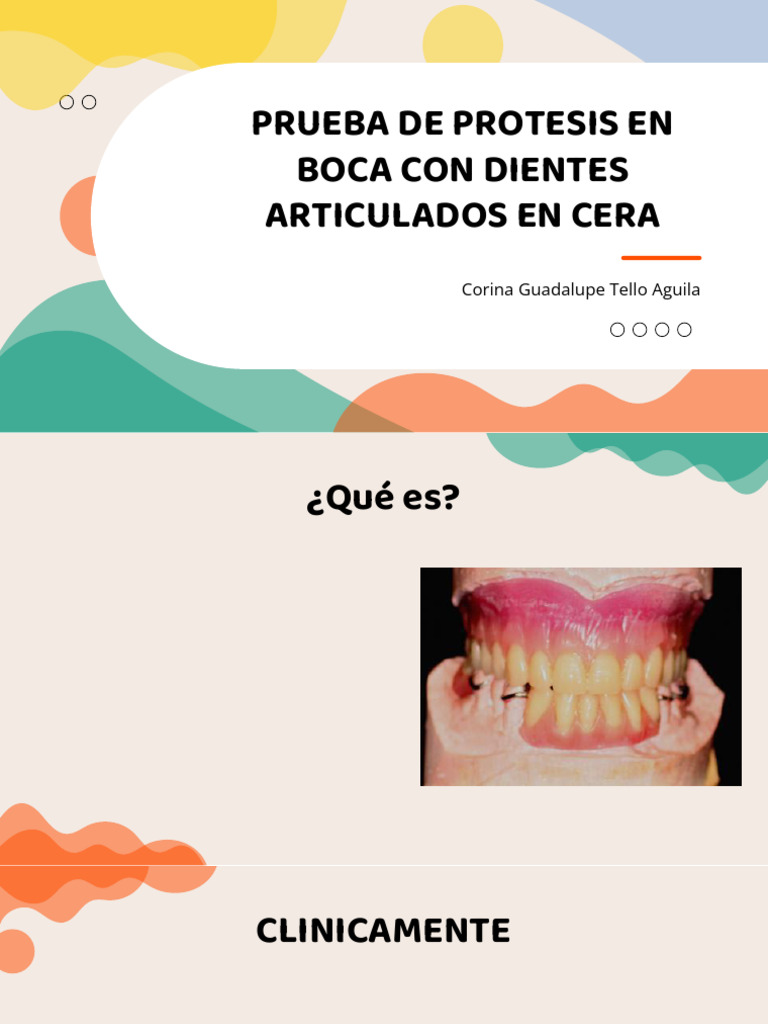 Prueba de Prótesis Dentales en Cera | PDF | Boca | Ramas de Odontología