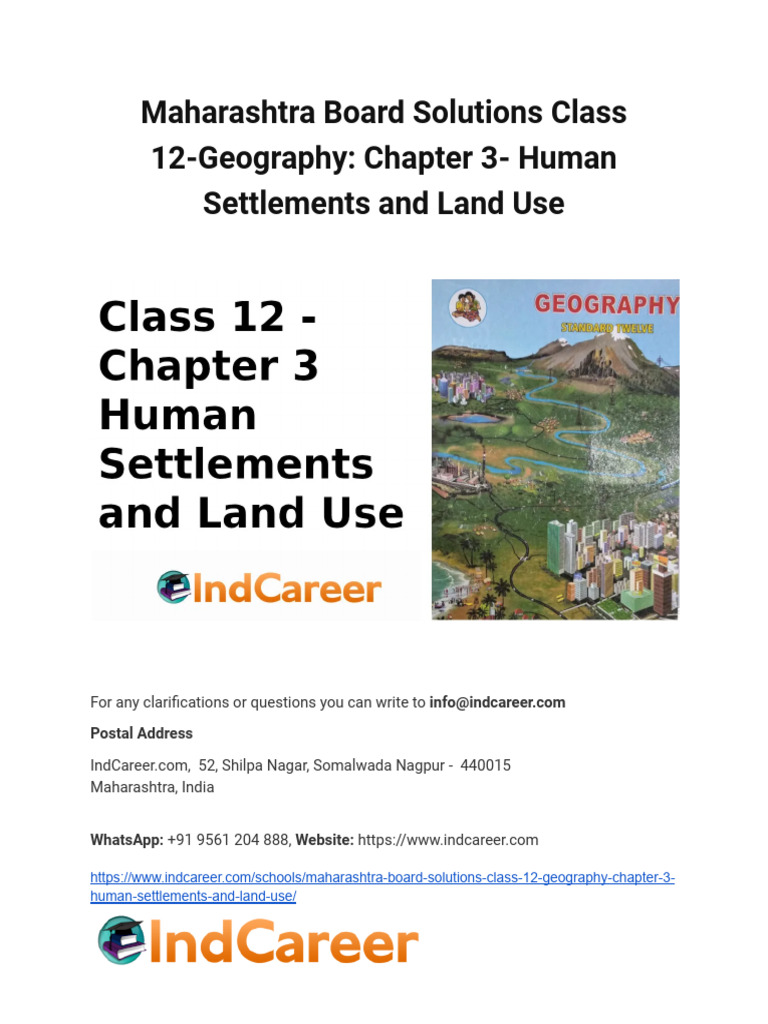 Maharashtra-Board-Solutions-Class-12-Geography_-Chapter-3-Human-Settlements-and-Land-Use-1 | PDF ...