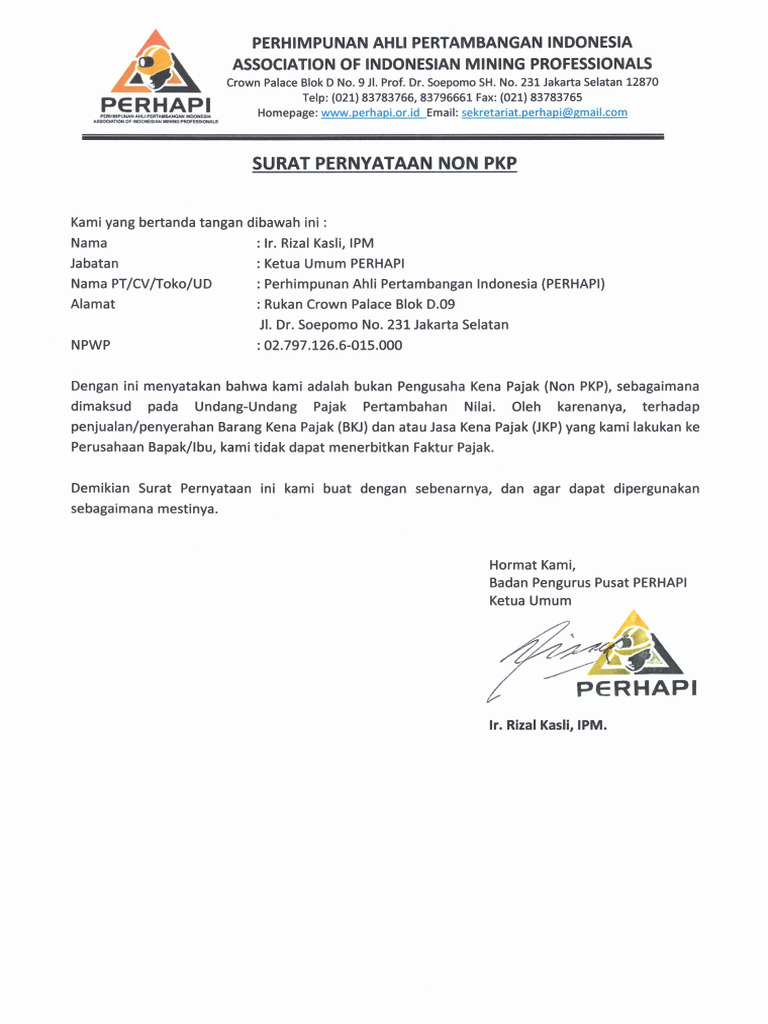 Surat Keterangan Non-PKP - Scan | PDF